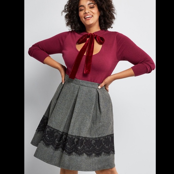 Modcloth | Skirts | Modcloth Whirl Record Gray Lace Skirt | Poshmark